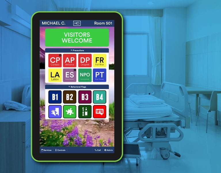 Interactive Hall Whiteboard Sign for Patient Data and Alerts – HCI