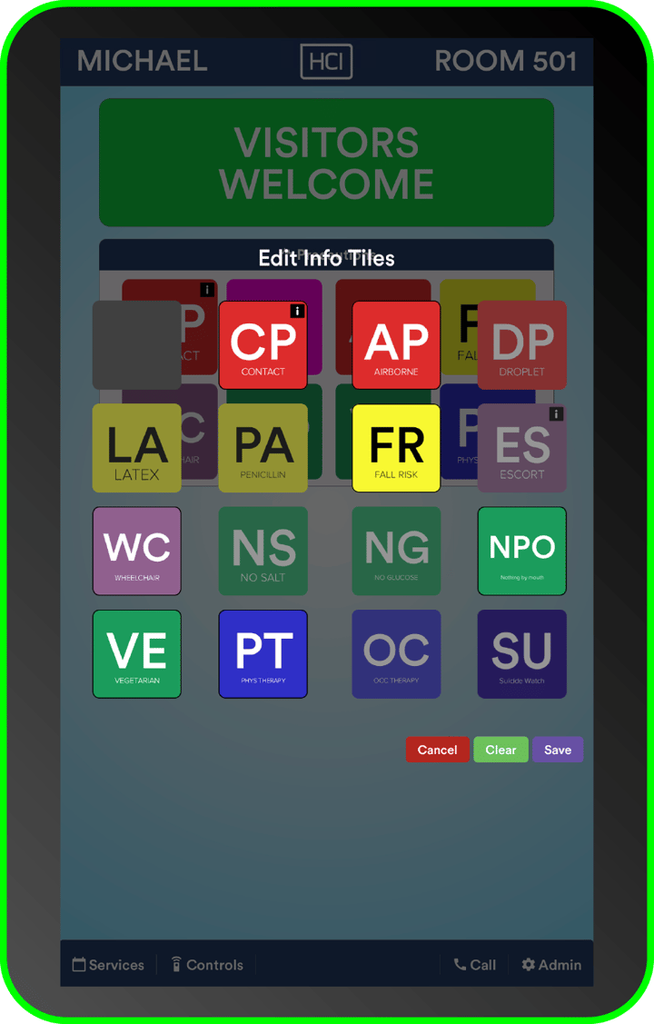 Interactive Hall Whiteboard Sign for Patient Data and Alerts – HCI