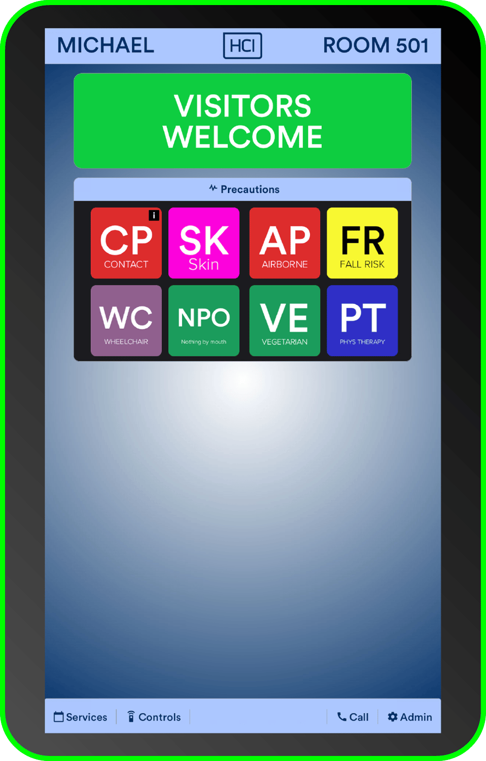 Interactive Hall Whiteboard Sign for Patient Data and Alerts – HCI