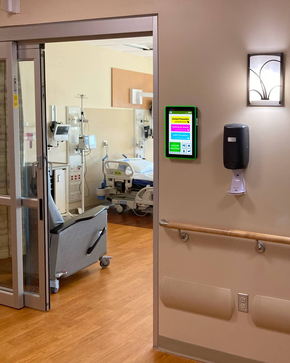 Interactive Hall Whiteboard Sign for Patient Data and Alerts – HCI